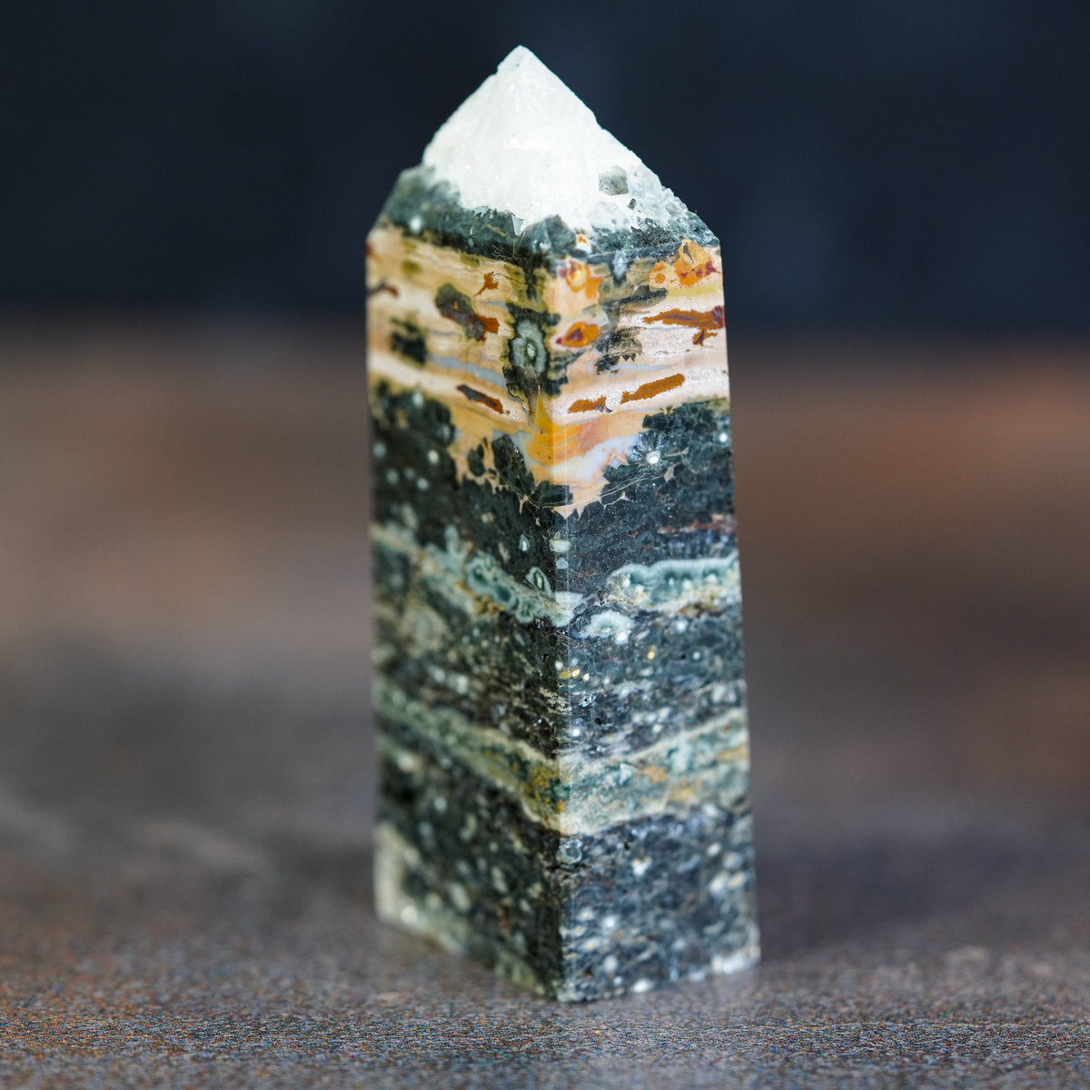 Serenity Peak Ocean Jasper Tower with White Tip - A Nautical Symphony